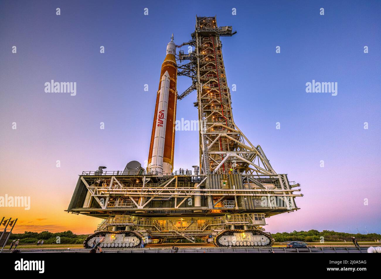 NASA's new Moon rocket at Kennedy Space Center as it is prepared for ...