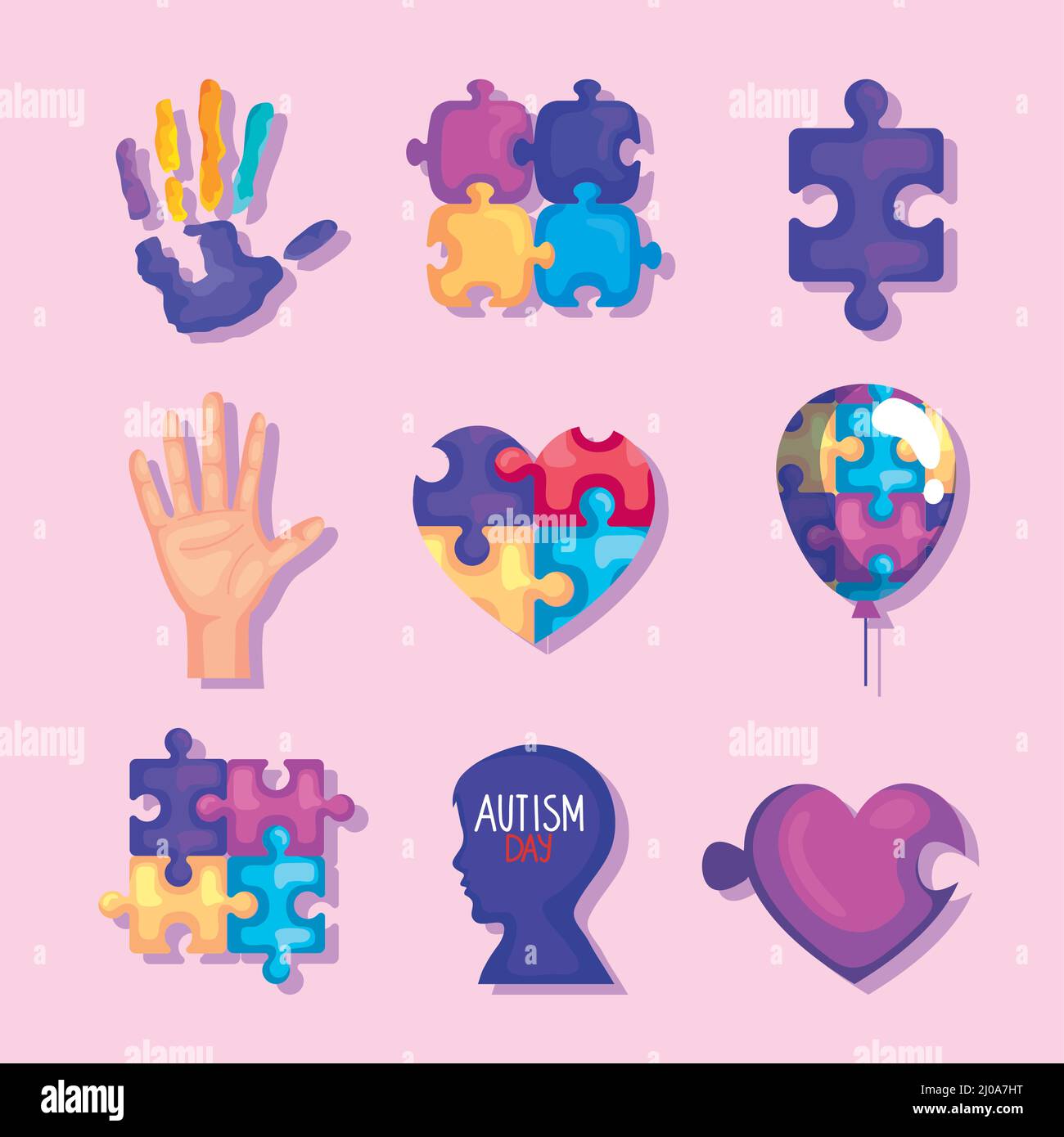 nine autism day icons Stock Vector Image & Art - Alamy