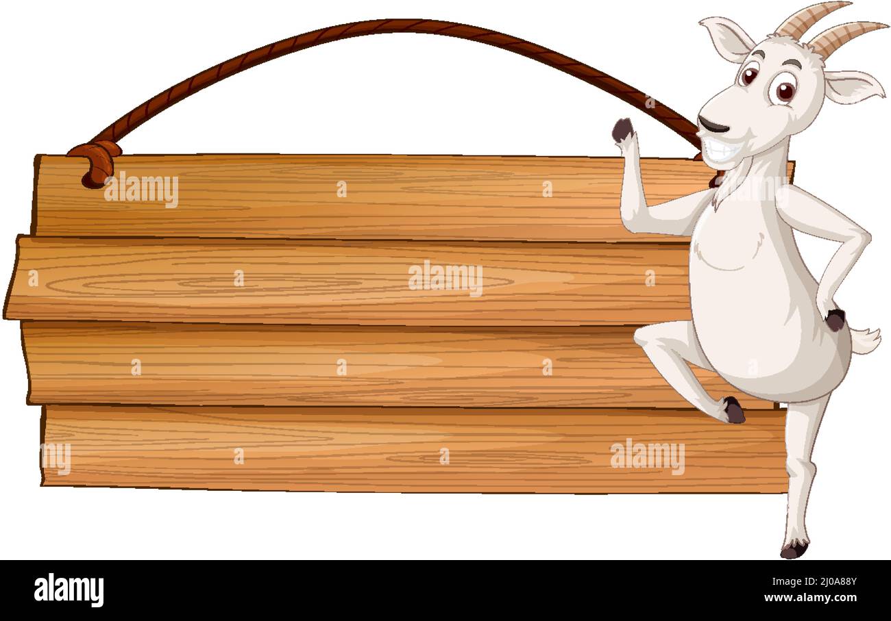 Isolated wooden banner with goat illustration Stock Vector Image & Art ...
