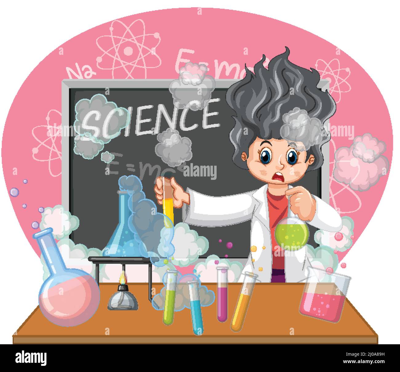 Funny scientist experiment in laboratory illustration Stock Vector ...