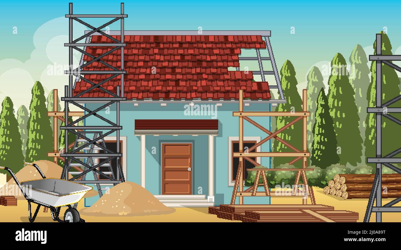 House construction site scene illustration Stock Vector Image & Art - Alamy