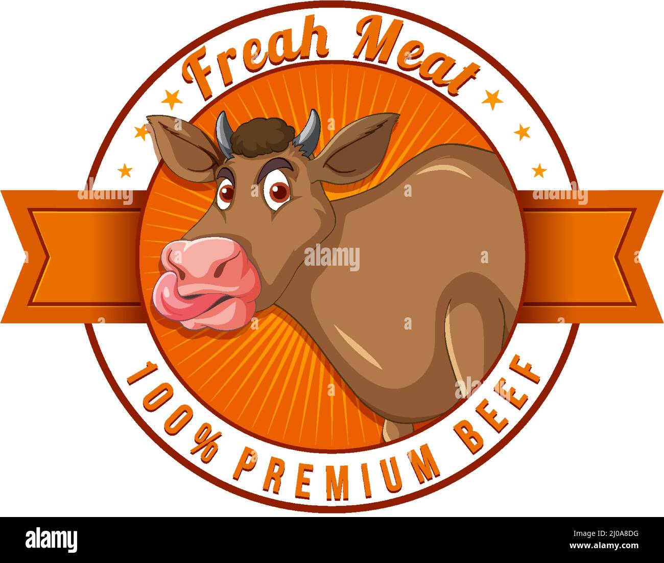 Fresh meat premium beef logo with cow cartoon illustration Stock Vector ...