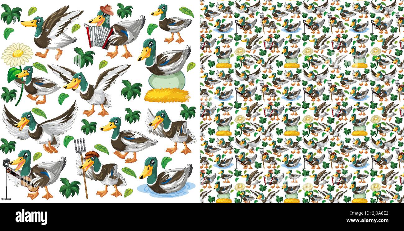 Seamless pattern with cartoon wild animals illustration Stock Vector ...