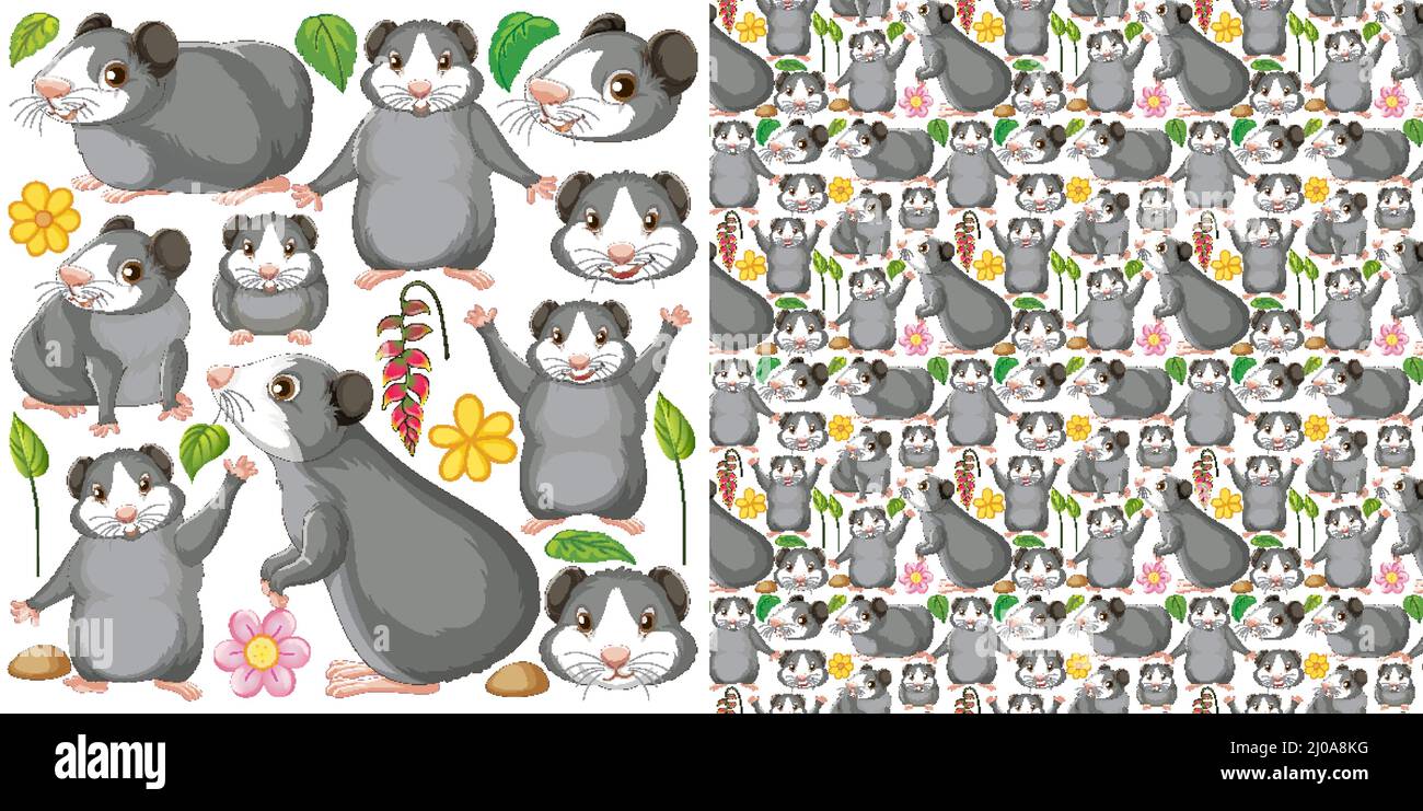 Seamless pattern with cartoon wild animals illustration Stock Vector ...