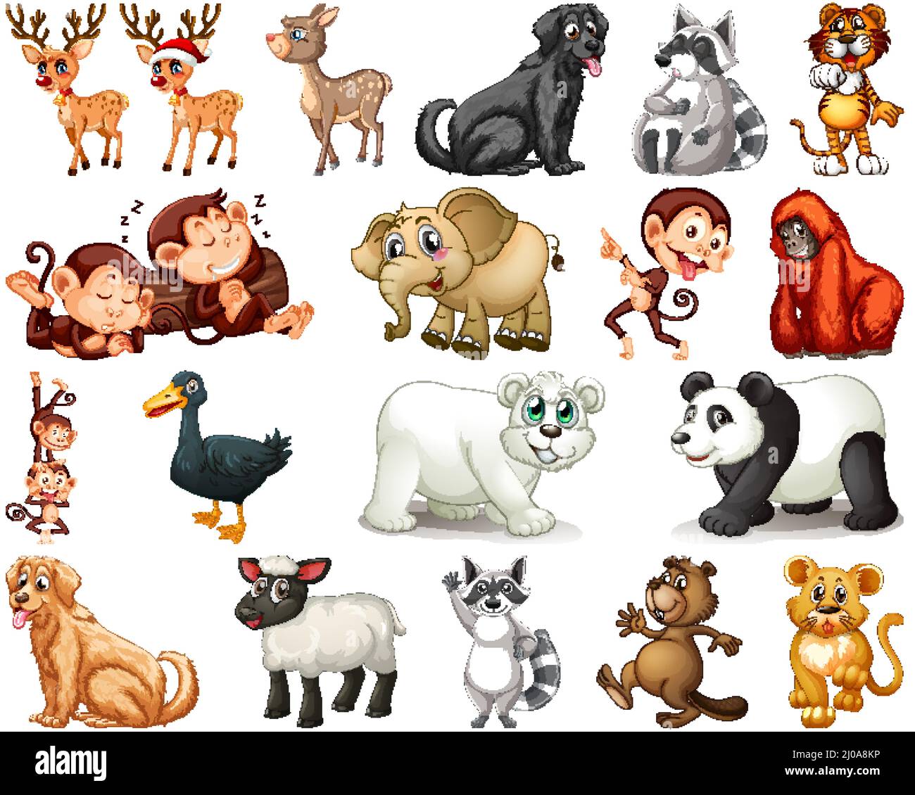 Set of animal cartoon character illustration Stock Vector Image & Art ...