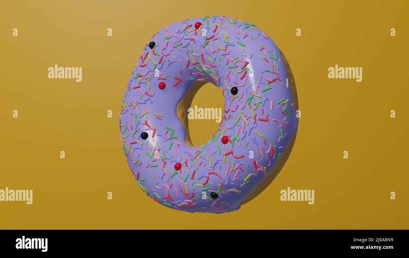 Delicious sweet donut rotating on orange background. Bright and ...