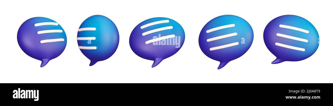 Set of 3d messaging isolated on a white background. 5 different angle ...