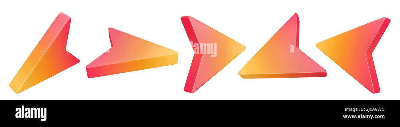 Set of 3d arrow sign icon isolated on a white background. 5 different ...