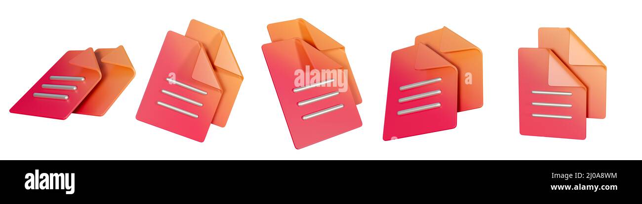 Set of 3d text file icon isolated on a white background. 5 different ...