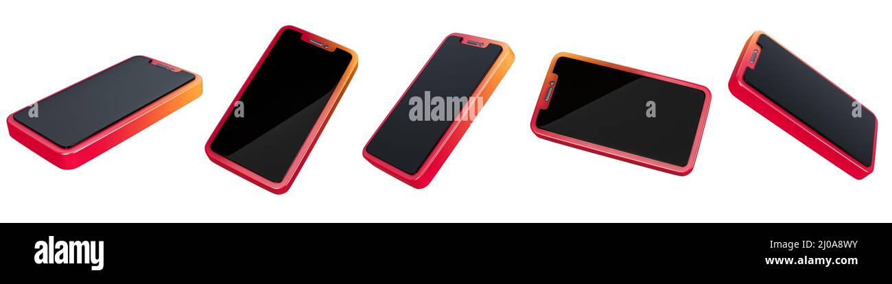 Set of 3d mobile phone icon isolated on a white background. 5 different ...