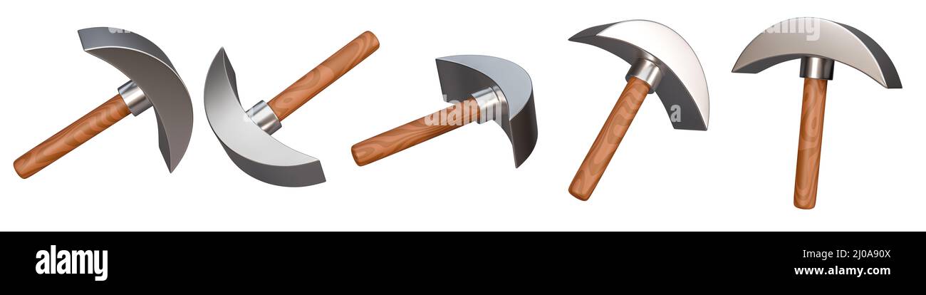 Set of 3d mining tool icon isolated on a white background. 5 different ...