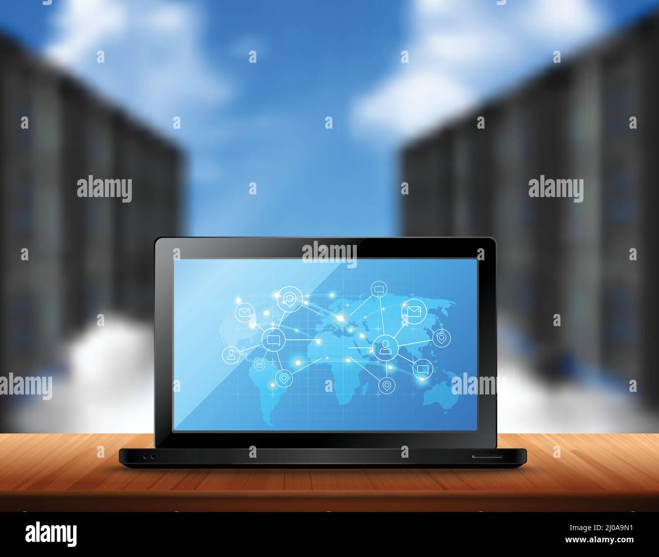 Reliable cloud storage service advertisement with world map users ...