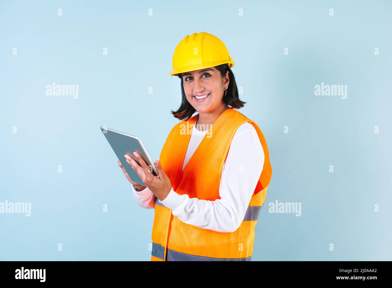 Hispanic woman Professional engineering construction builder and hard ...