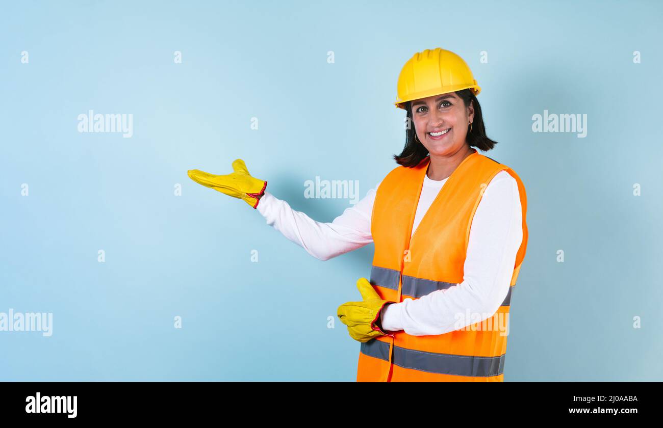 Hispanic woman Professional engineering contractor builder and hard ...