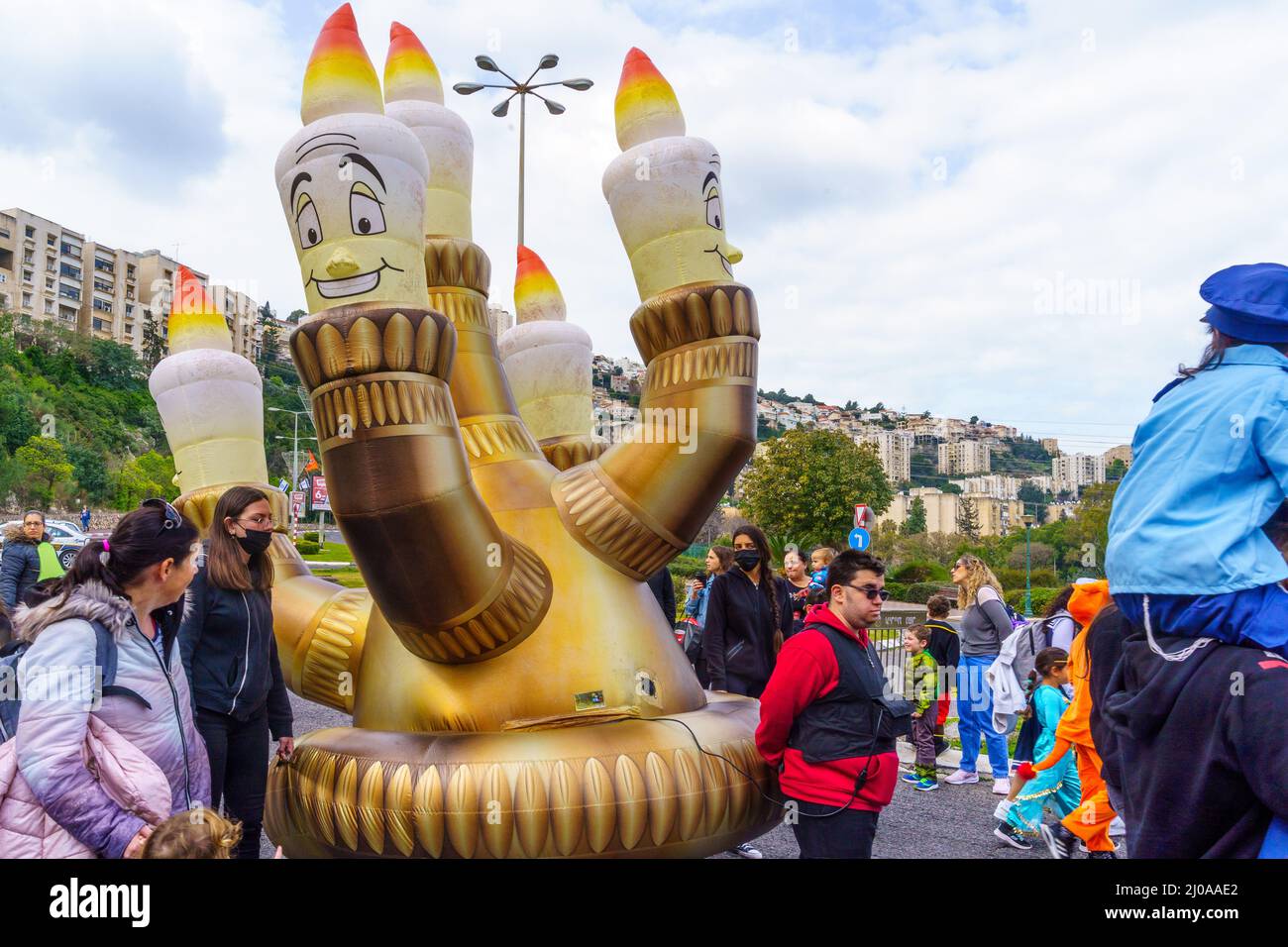 Nesher, Israel - March 17, 2022: Scene of an Adloyada parade of the ...