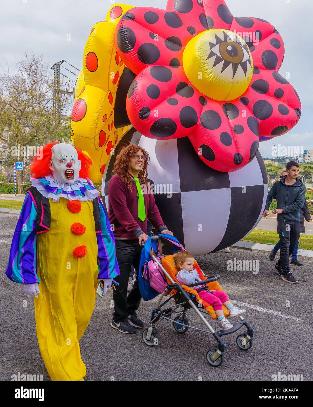 Nesher, Israel - March 17, 2022: Scene of an Adloyada parade of the ...