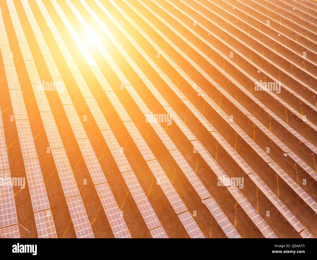 Aerial top view of a solar panels power plant. Photovoltaic solar ...