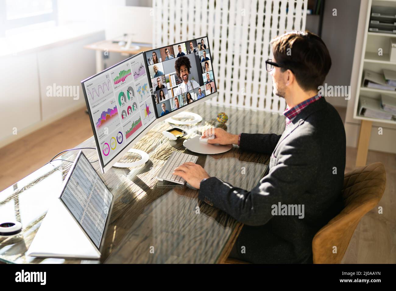 Virtual Video Conference Call Meeting And Financial Presentation Stock ...