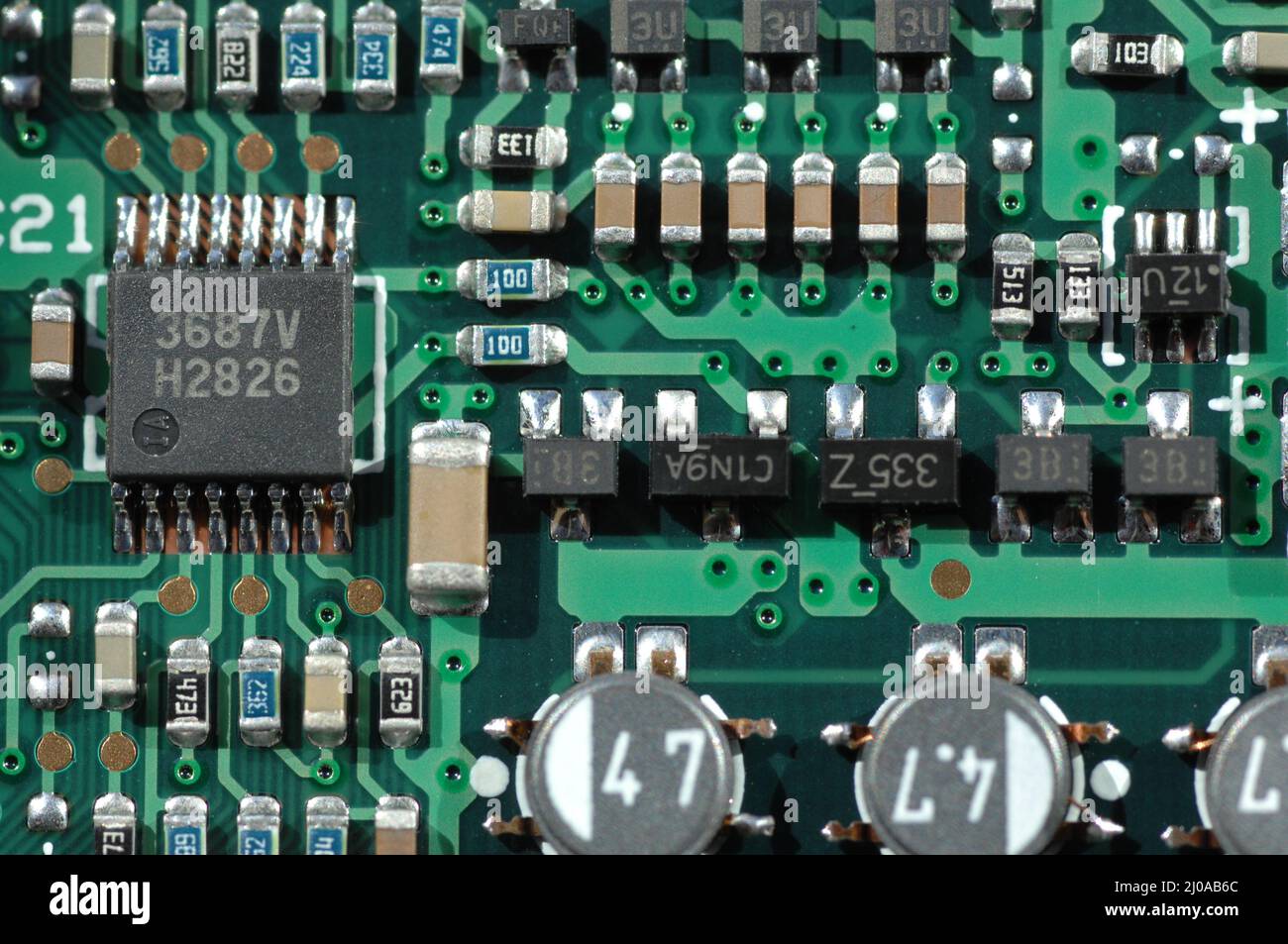 Components soldered to electronic board Stock Photo - Alamy