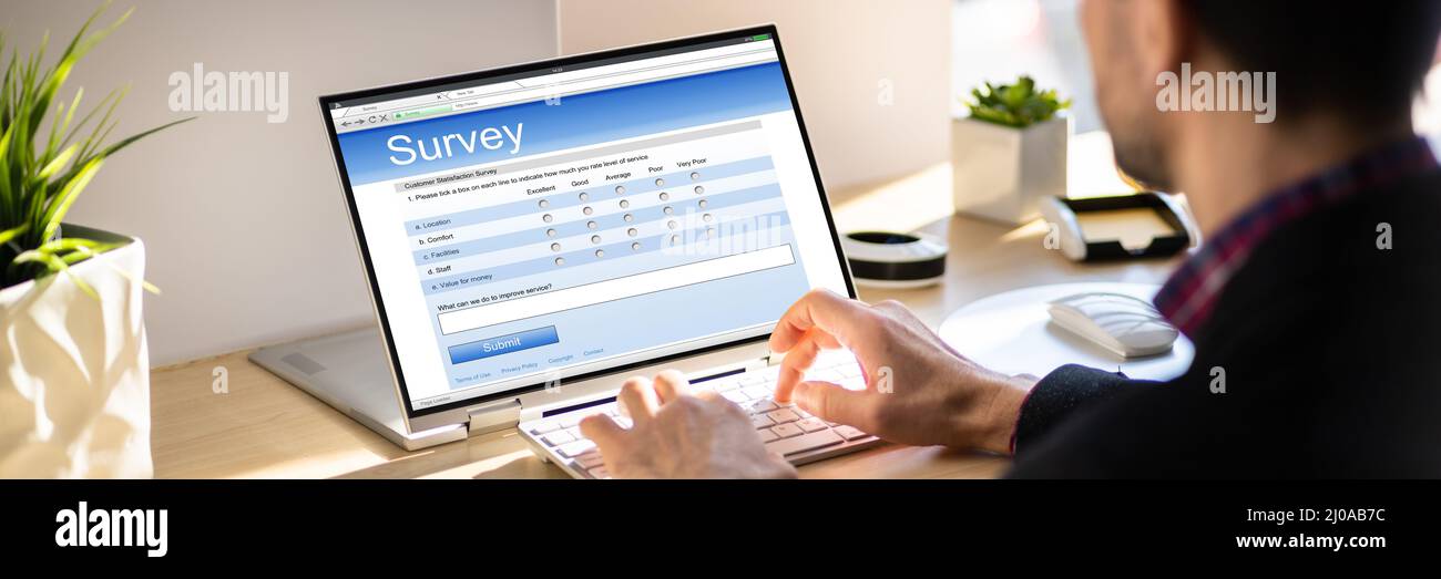 Online Digital Survey Feedback Research Form On Screen Stock Photo - Alamy