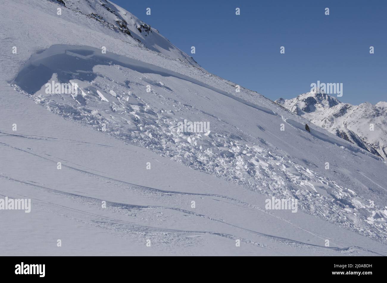 Snow slab avalanche Stock Photo - Alamy