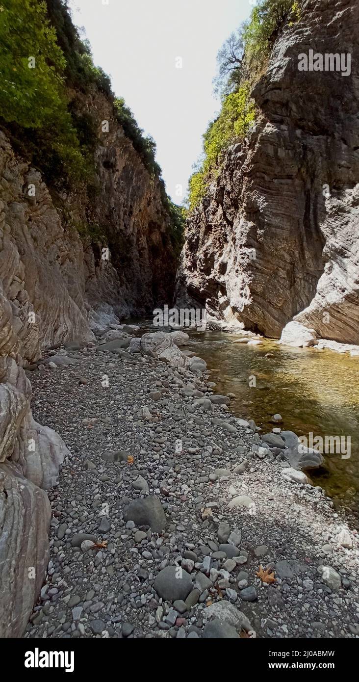 The Always raining canyon (Panta Vrehei) with waterfalls in Karpenissi ...