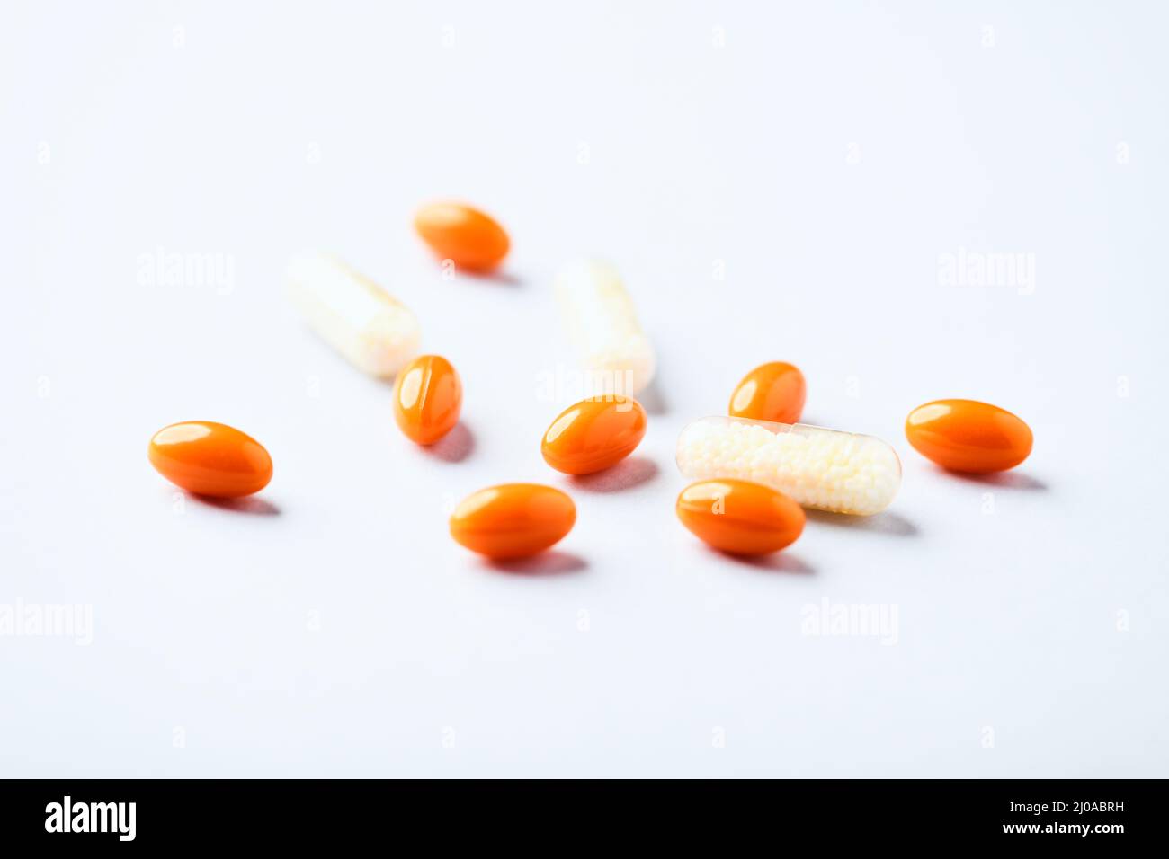 Coenzyme Q10 and Vitamin C, capsules. Antioxidants. Concept for a ...