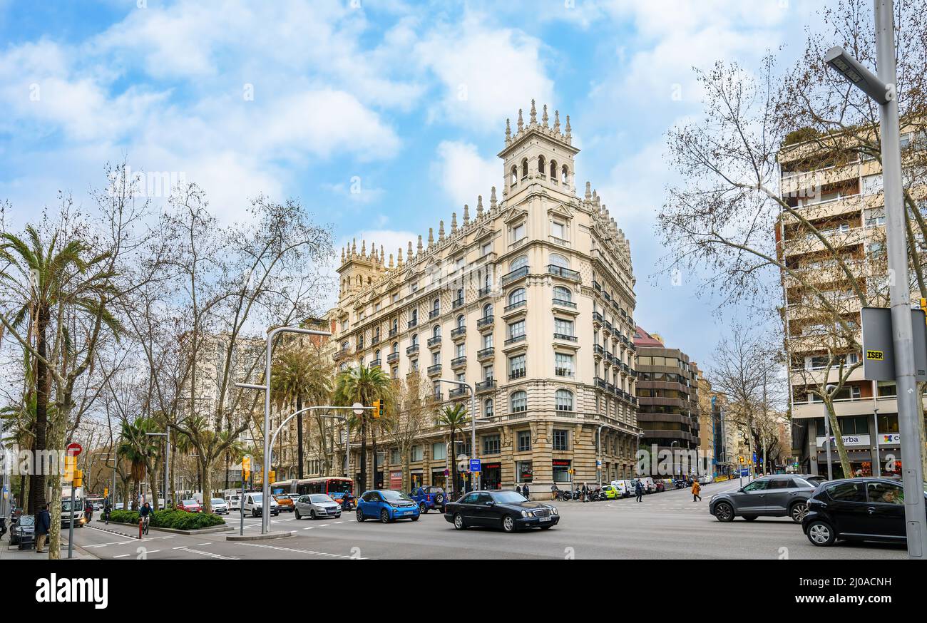 An outstanding example of late Modernism building facade in Barcelona ...