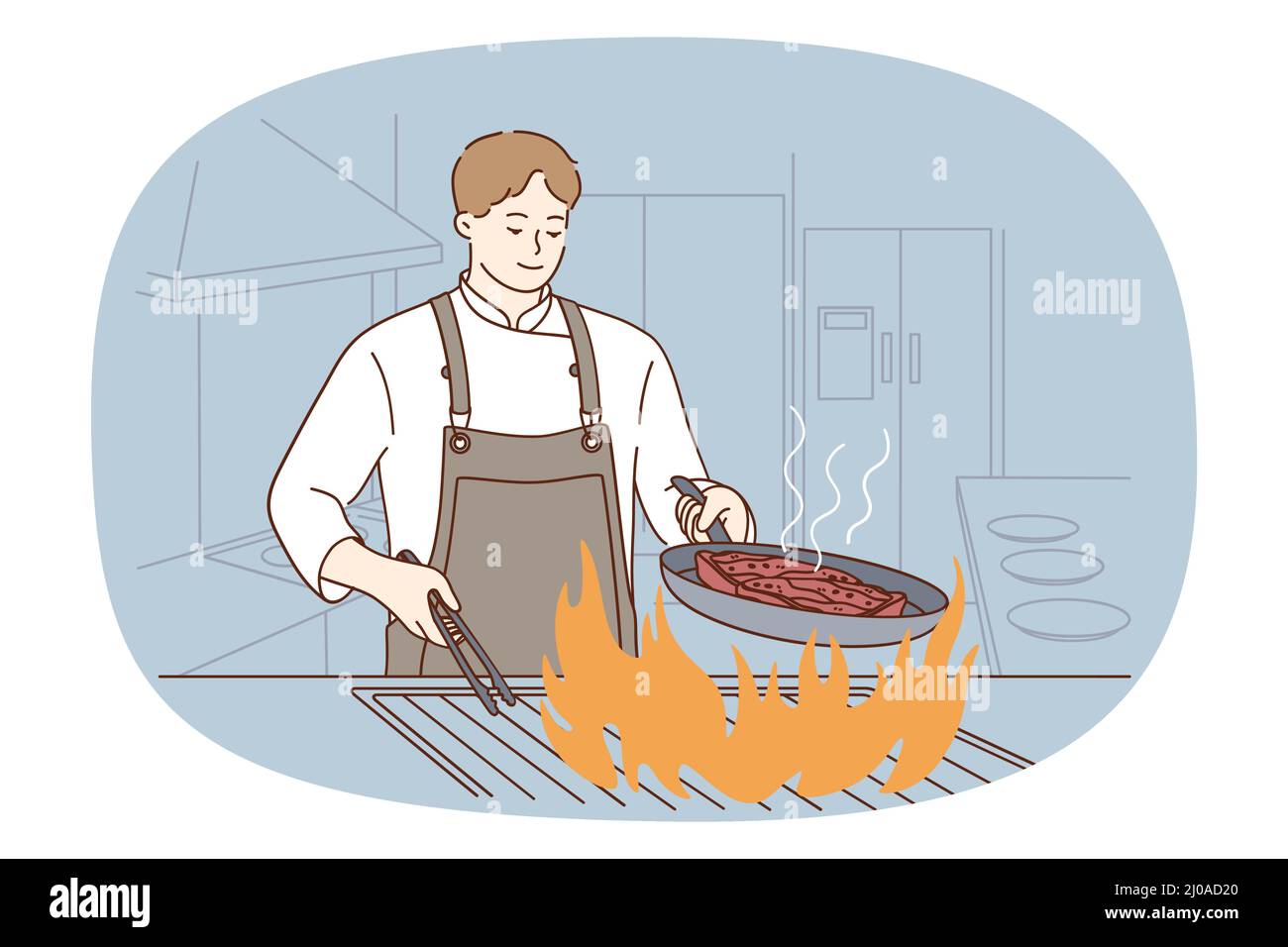 Man eating pork meat Stock Vector Images - Alamy