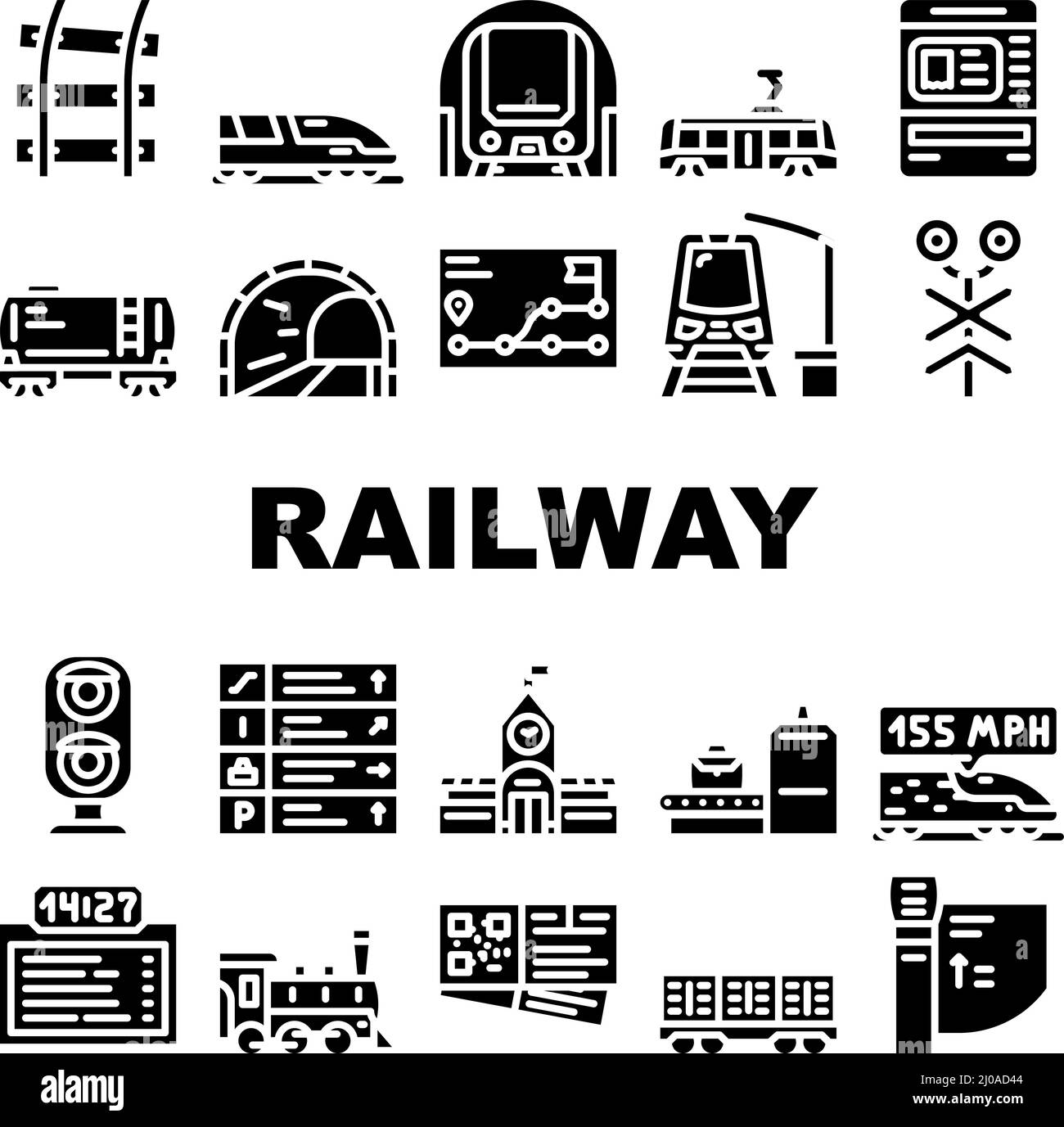 Railway Train Transportation Icons Set Vector Stock Vector Image & Art ...