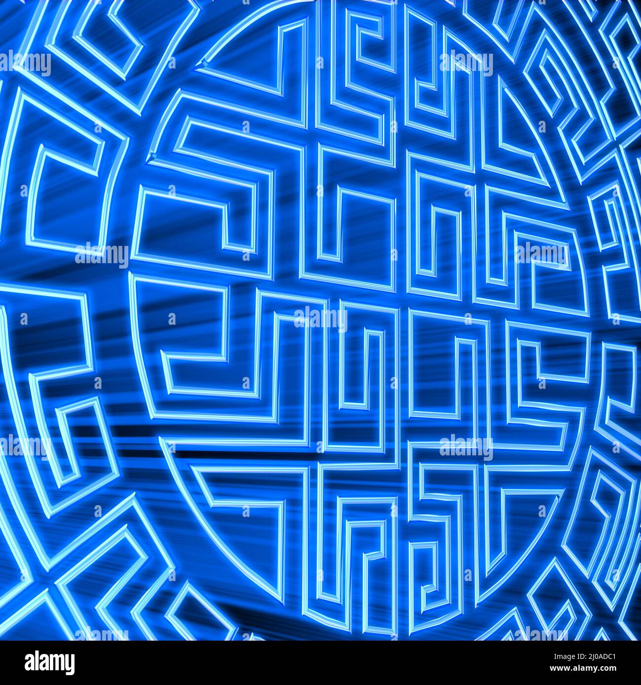 Blue round labyrinth Stock Photo - Alamy
