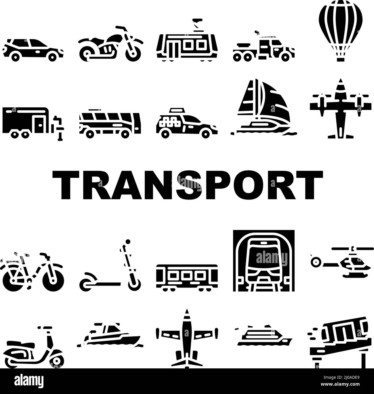 Transport Vehicle And Flying Icons Set Vector Stock Vector Image & Art ...