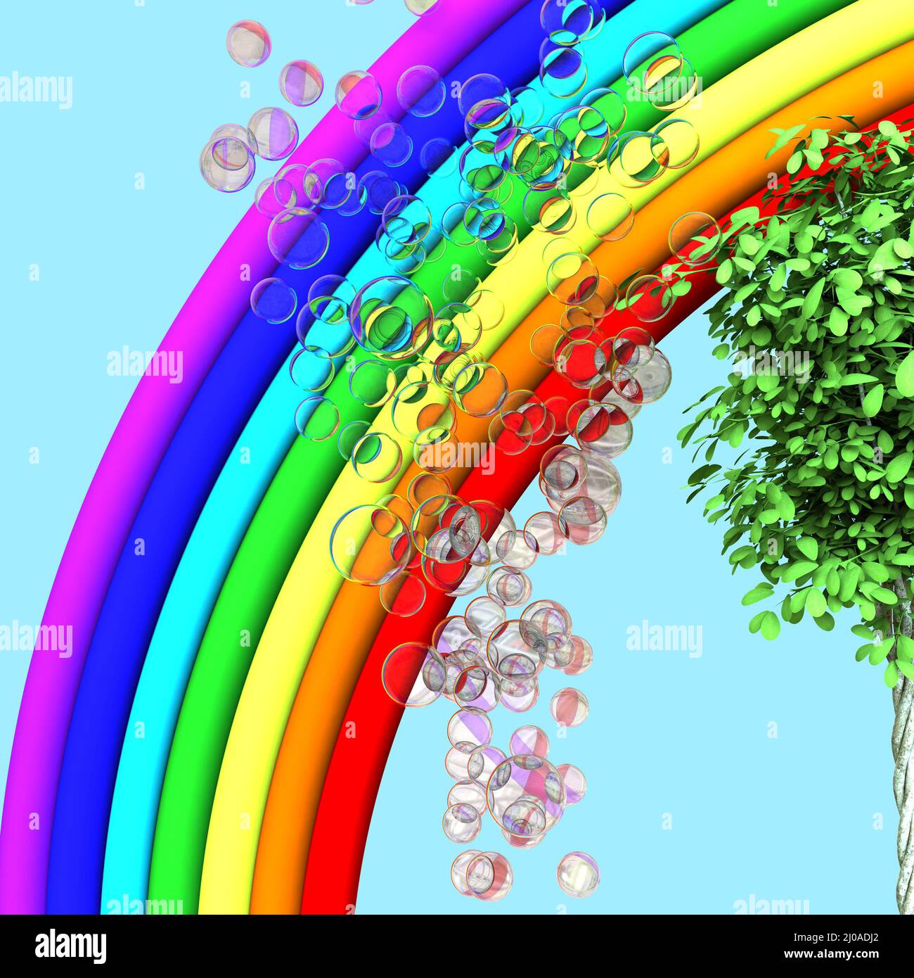 Rainbow, tree and soap bubbles Stock Photo - Alamy