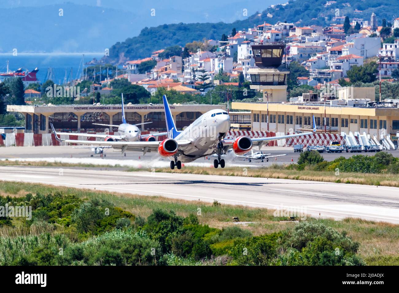 Skiathos, Greece - June 5, 2016: SAS Scandinavian Airlines Boeing 737 ...