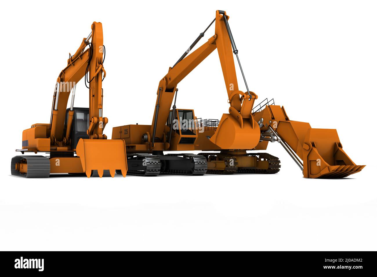 Orange mechanical excavator Cut Out Stock Images & Pictures - Alamy