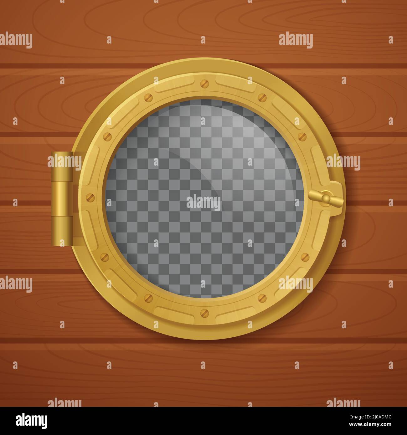 Colored porthole realistic composition golden with transporent ...