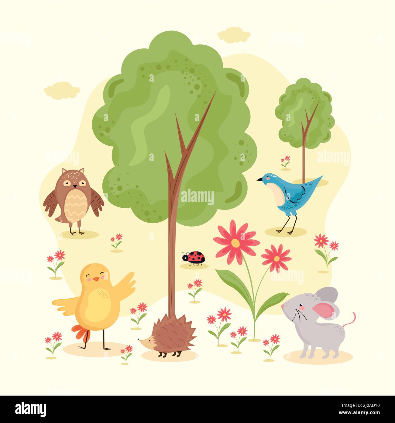 spring animals in landscape Stock Vector Image & Art - Alamy