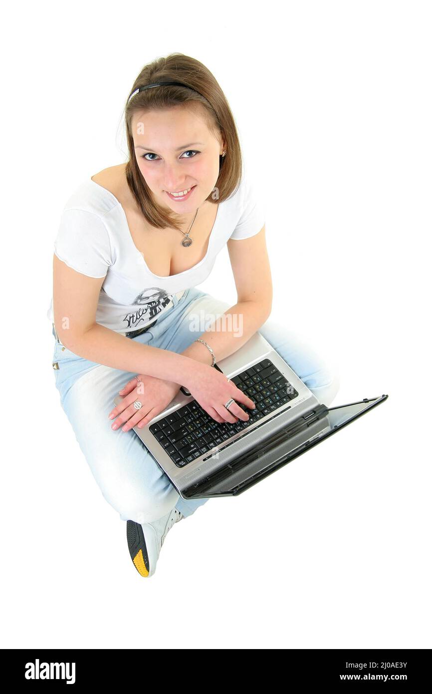 The beautiful girl with the laptop Stock Photo - Alamy