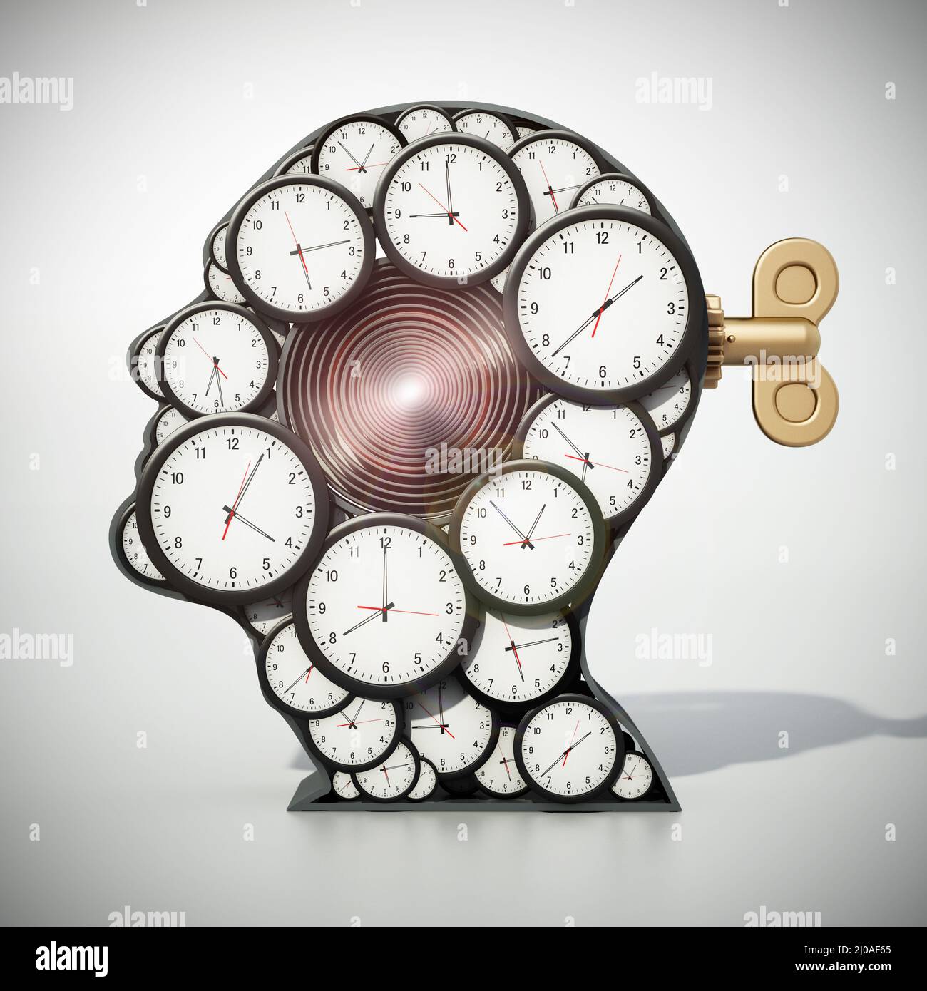 Illustration thinking concept human head clock hi-res stock photography ...