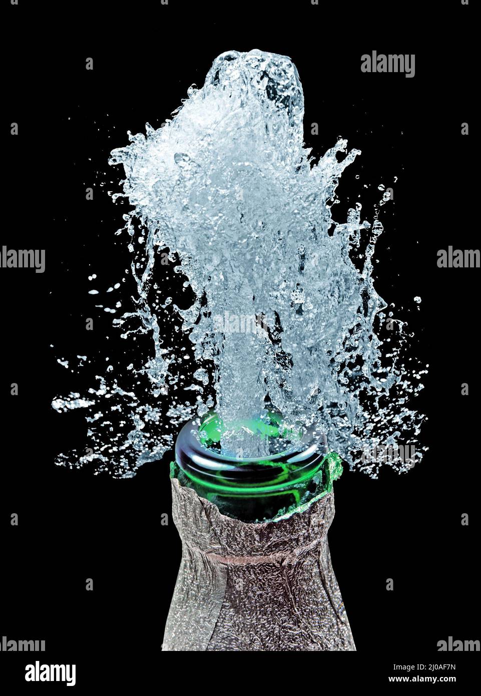 Bottle and water splash on black Stock Photo - Alamy