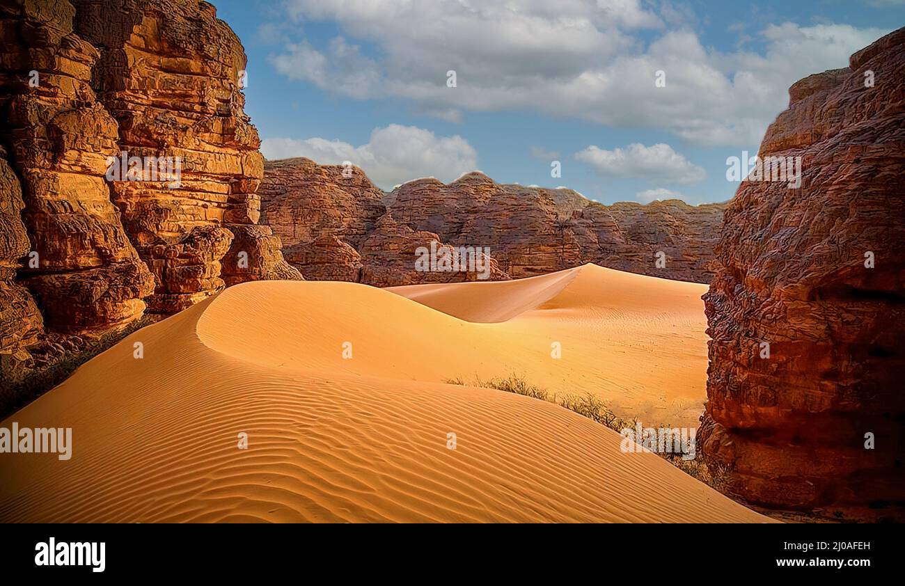 Djanet rock formation and sand in the Sahara desert Stock Photo - Alamy