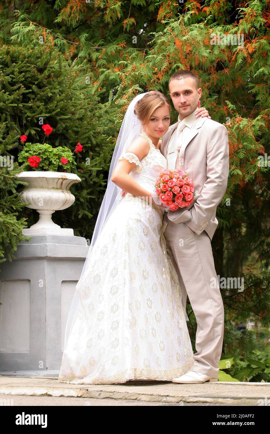 Young smiling groom hugging hi-res stock photography and images - Alamy