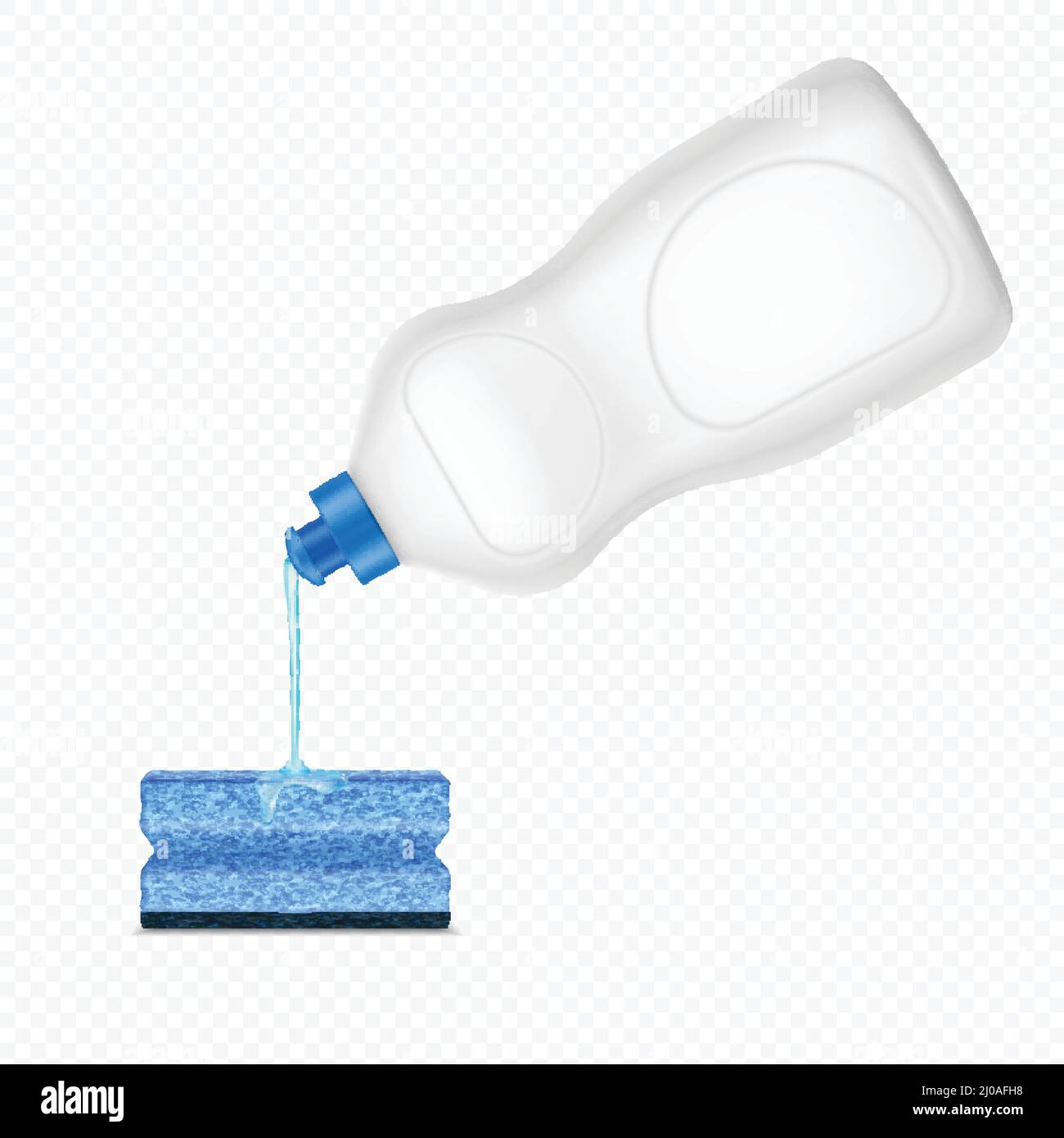 Dripping pouring detergent sponge realistic composition on transparent ...