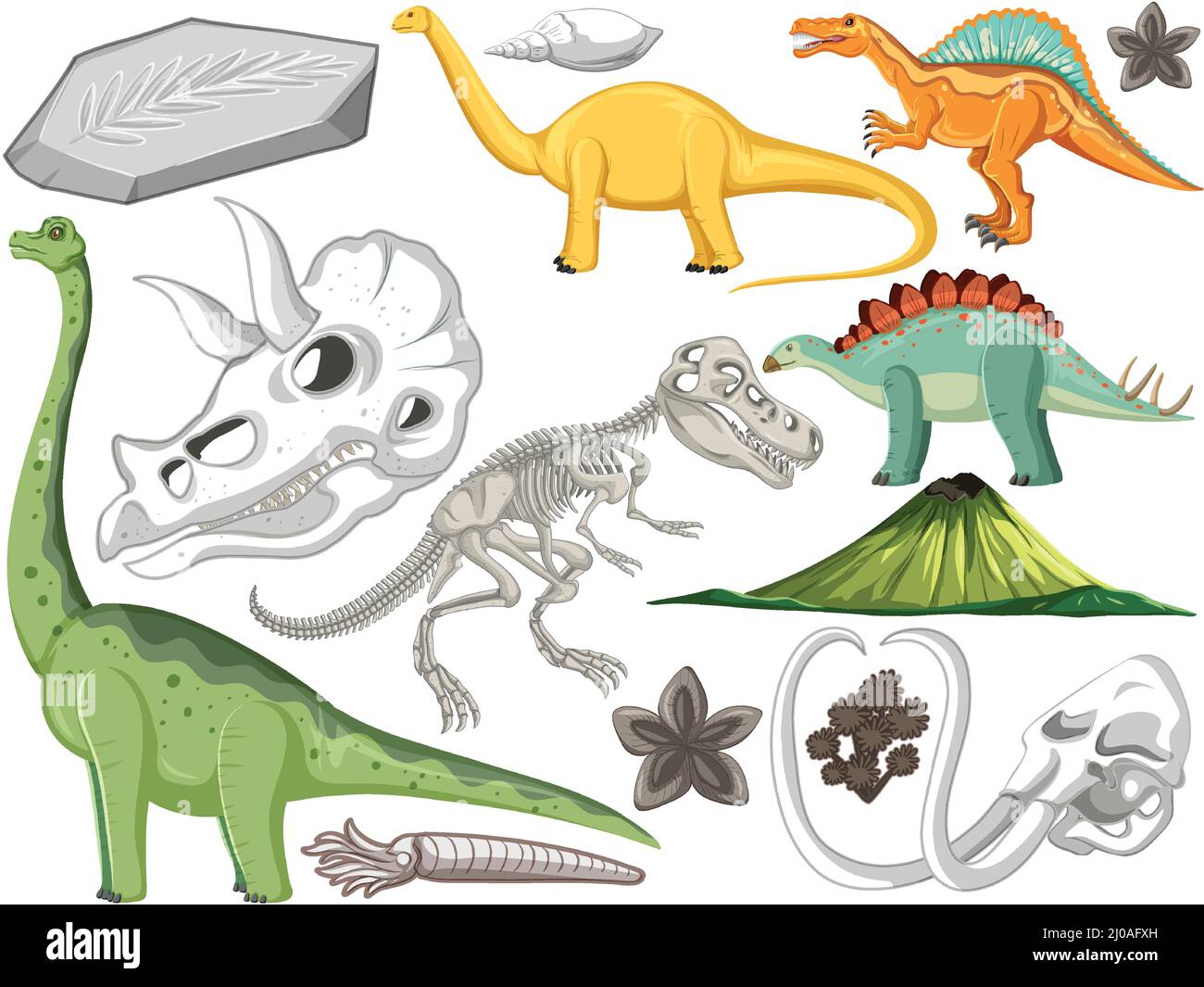 Set of different prehistoric dinosaur animal illustration Stock Vector ...