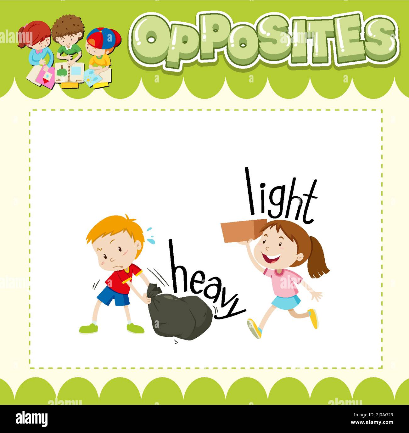 Education word card of English opposites word illustration Stock Vector ...
