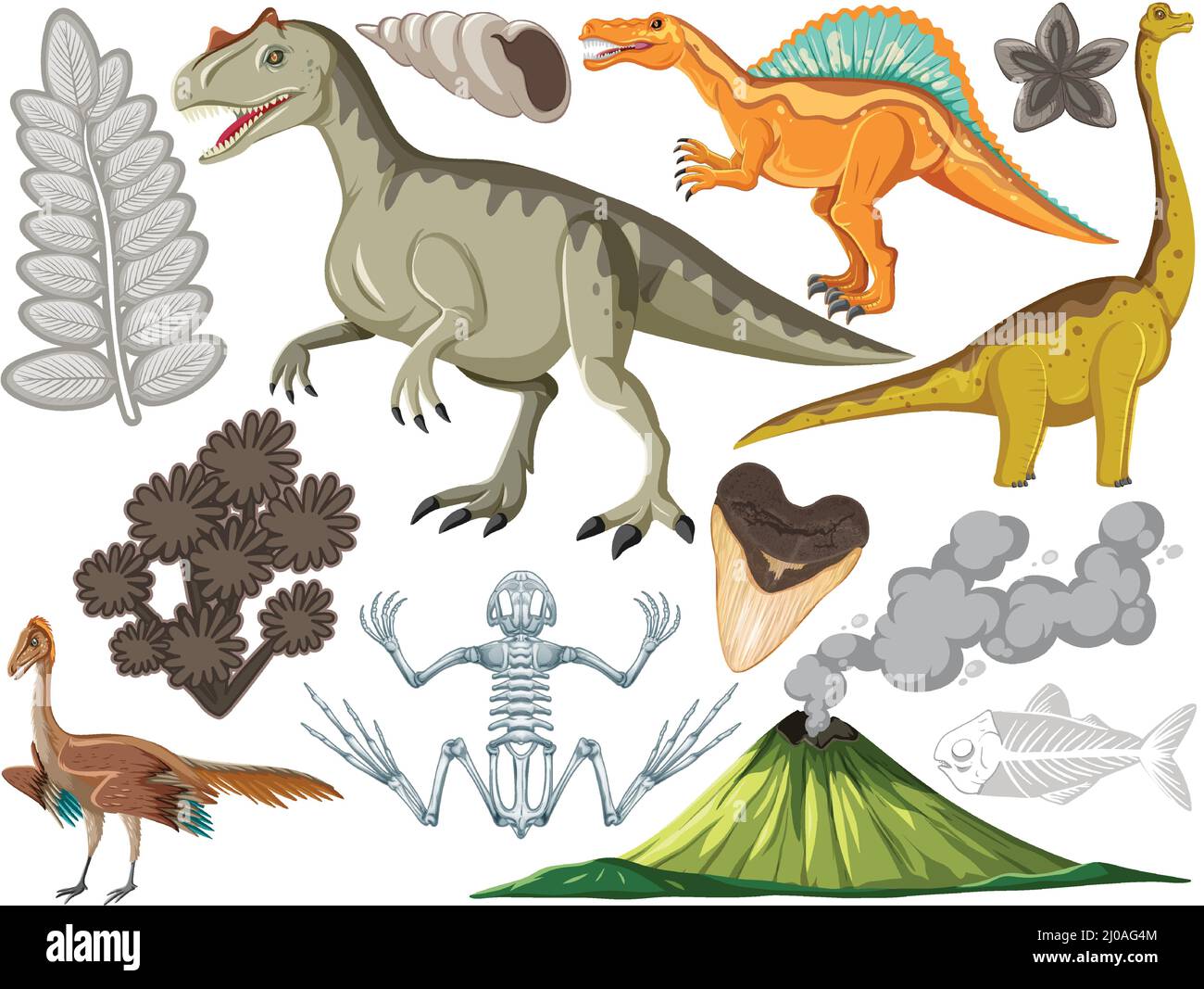 Set of different prehistoric dinosaur animal illustration Stock Vector ...