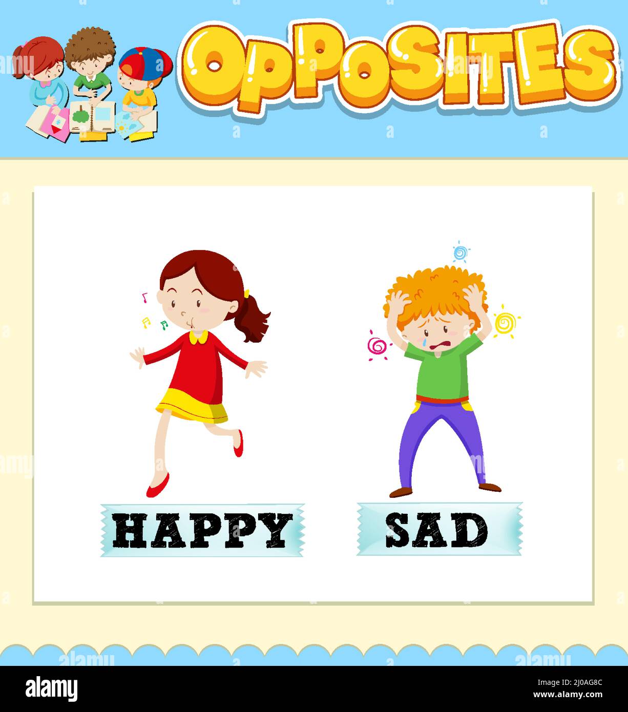Opposite words for happy and sad illustration Stock Vector Image & Art ...