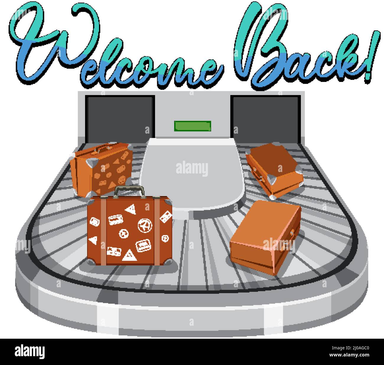Welcome Back typography design with baggage carousel illustration Stock ...