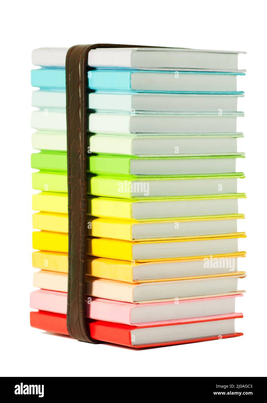 Stack of colorful books on the white background Stock Photo - Alamy