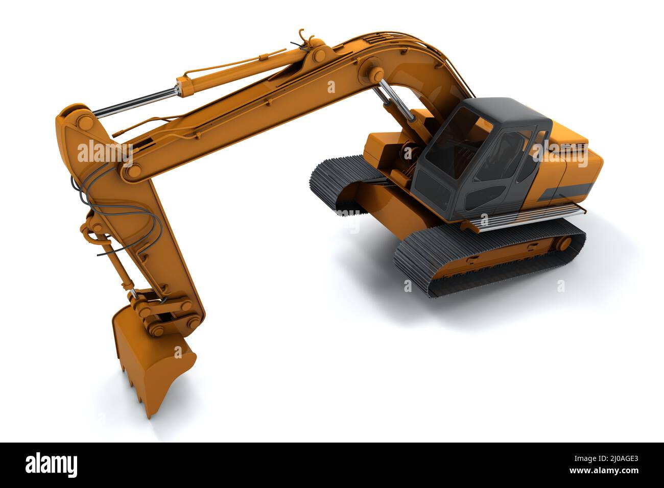 Orange mechanical excavator Cut Out Stock Images & Pictures - Alamy